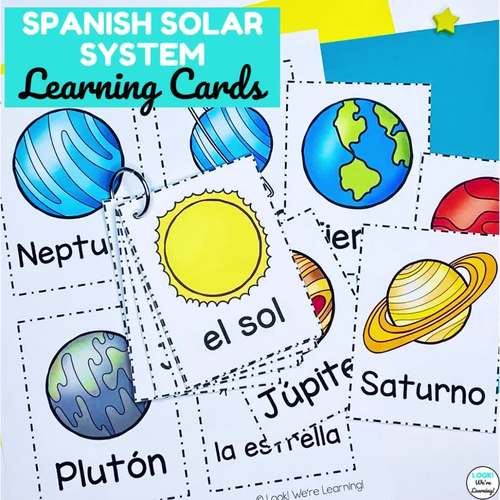 Spanish Solar System Vocabulary Learning Cards - ¡El Sistema Solar!