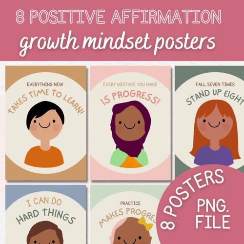 8 Growth Mindset Positive Quotes for the Learner Profile Posters