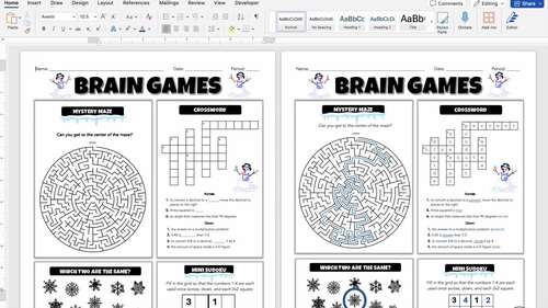 6th/7th/8th Grade Fun Math Worksheets Winter Puzzles Logic | Maze ...