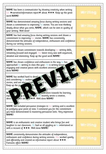 Literacy Achievement Comments for Awards & Report Writing | Ready to Use