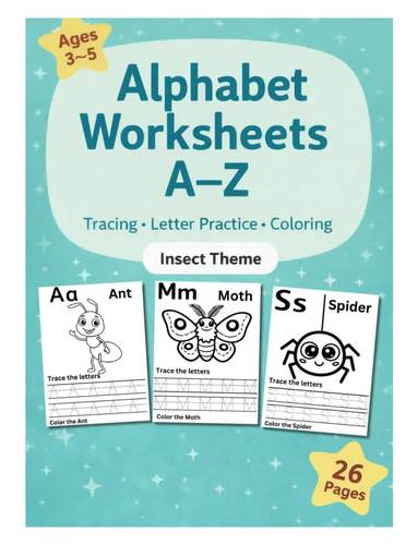 Bug & Insect Uppercase Letter Tracing Worksheets A–Z | No Prep ...
