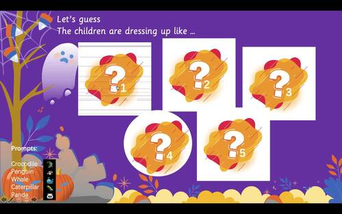 Halloween Dress-up Party Animal Vocabulary Learning Editable Slides w ...