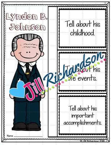 Lyndon B. Johnson Writing US Presidents Biography Template ESL | TPT