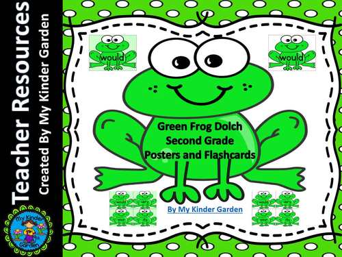 Green Frog Dolch Sight Word Flash Cards & Posters 2nd Grade High ...