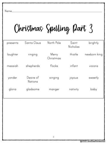 Christmas Spelling Practice Part 3 with Christmas Word Search | TPT