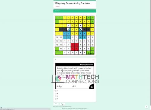 5th Grade Operations with Fractions Color by Number Math Review Worksheets