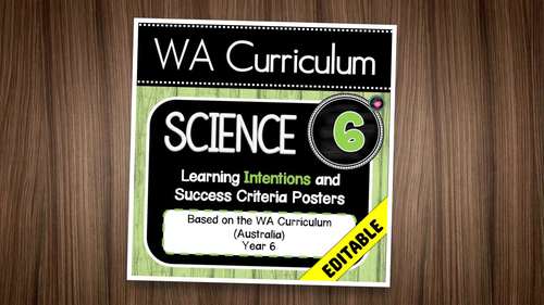 WA SCIENCE Year 6 Learning INTENTIONS/GOAL Posters & Success Criteria