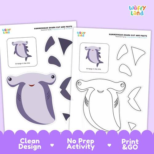 Hammerhead Shark Craft Cut and Paste & Coloring Pages | Ocean Animal ...