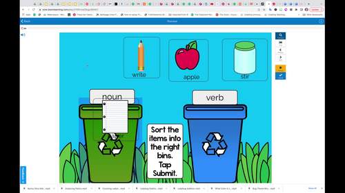Earth Day Sorting Nouns and Verbs BOOM Cards™ by Little Library of Learning