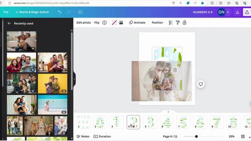 Editable 0-9 Number Photo collage, Canva Template , Numbered Photo Collage