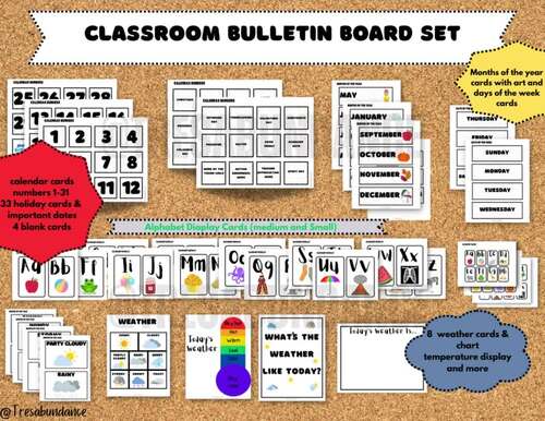 Classroom Bulletin Board Set, Alphabet Display, Number Display, Weather ...