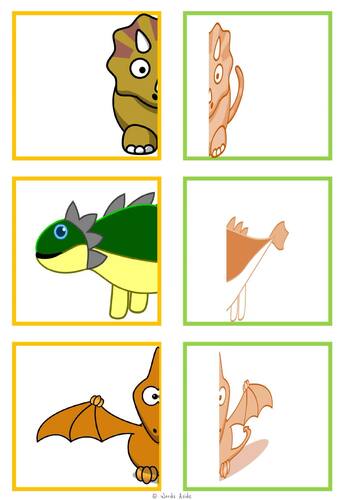 Matching Cards Half Halves Preschool Autism Dinosaurs Monsters by Words ...