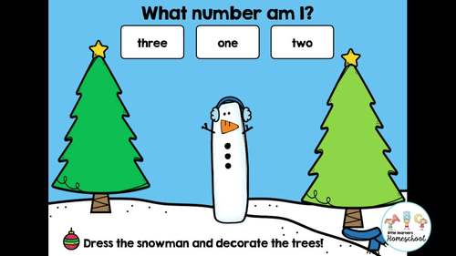 Snowman Numbers 1-20 Number Word Recognition BOOM CARDS | TpT