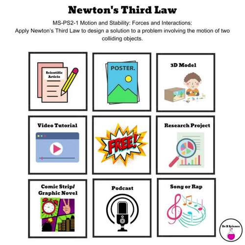 MS-PS2-1 Choice Board: Newton's Third Law by Dr B Science | TPT