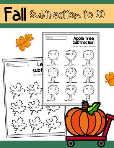 Fall Subtraction within 20 worksheet| subtraction with picture to 20 ...