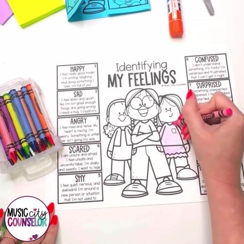 Feelings Identification Counseling Activity, Emotions Folded Craft for SEL