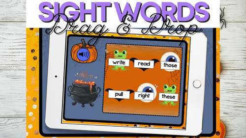 Halloween 2nd Grade Dolch Sight Words: 50 BOOM CARDS | Drag & Drop