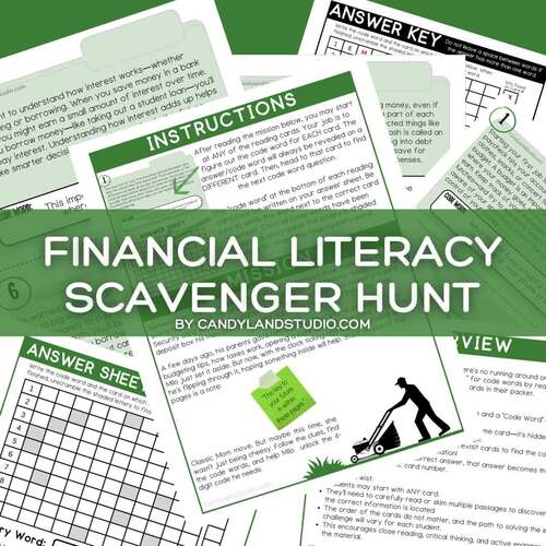 Financial Literacy Scavenger Hunt, No Prep Activity, Life Skills Resource
