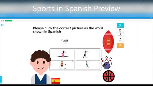 SPORTS Spanish Distance Learning | Sport Spanish BOOM Cards™ SPORTS