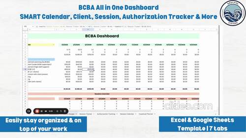 BCBA All in One Spreadsheet - Track Authorization, Clients, Sessions & More
