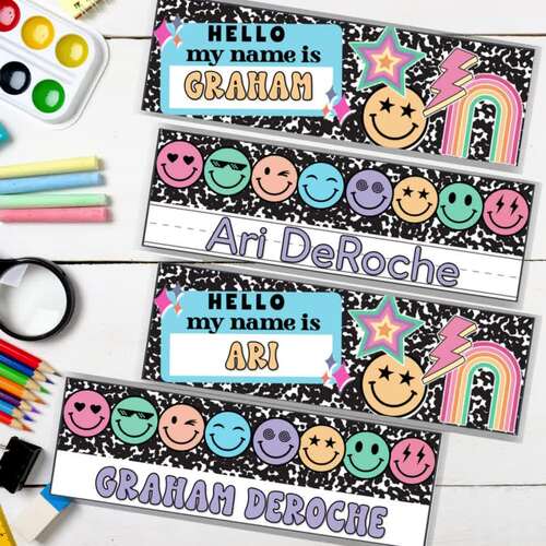 Student Name Plates- Retro Groovy Classroom Decor, Editable by Kristi ...