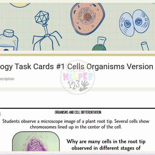 Biology Science Task Cards 1 Cell Organelles Quiz Viruses Stem Cells ...