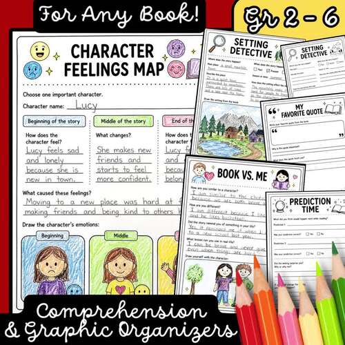 Novel Study for Any Book | Comprehension Activities & Graphic Organizers