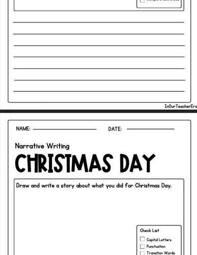 Winter Break Narrative Writing by In Our Teacher Era | TPT