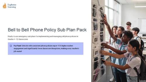 Bell To Bell Phone Policy Sub Plan Pack Emergency Sub Plans Lesson ...