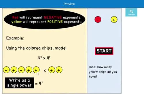 Laws of Exponents Product Rule Visual Math Activity Boom Cards™ 8th Grade