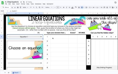 Solving Linear Equations 2 Step Equations Practice for Algebra 1