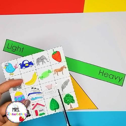 Heavy and Light Sort Cut and Paste Craft by Mrs Strawberry | TPT