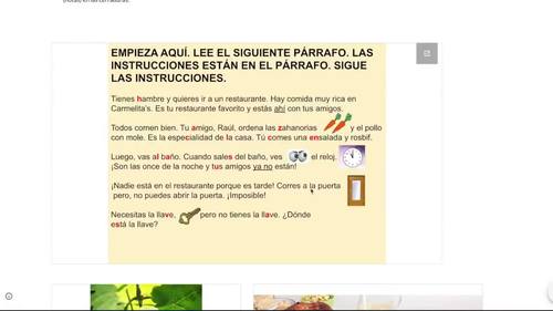 Spanish Digital Escape Room for Spanish Food La Comida Distance Learning