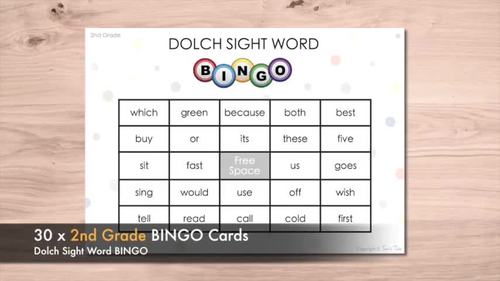 Dolch 2nd Grade Sight Word BINGO - 30+ Bingo Cards, Flashcards & Word Lists