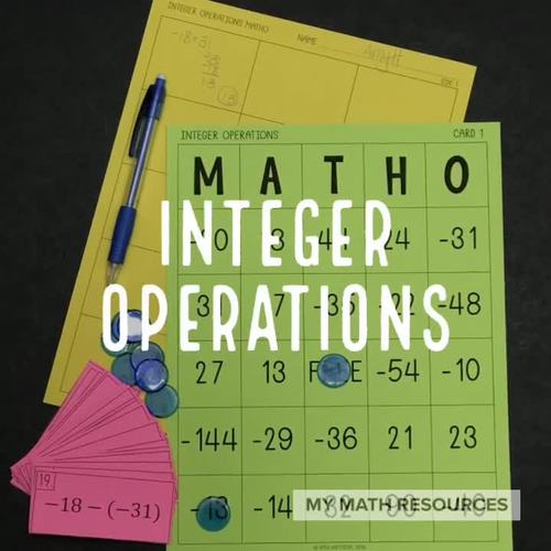 Integer Operations MATHO - Middle School Math Bingo Game by Amy Harrison