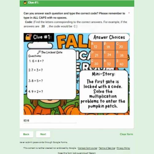 Multiplication Escape Room | Pumpkin Patch Harvest Math Game |3rd Grade ...