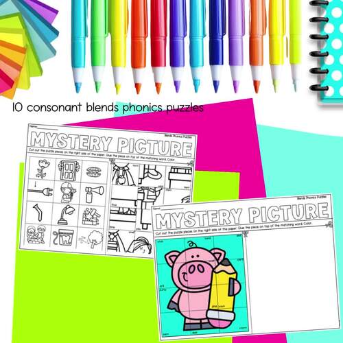 Phonics Puzzles Consonant Blends Mystery Picture Puzzles by I Love 1st ...