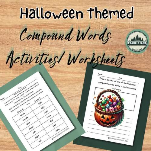Halloween Themed Compound Words Activities/Worksheets for 2nd Graders