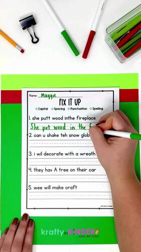 Fix the Sentence 1st Grade Grammar Practice December Sentence Editing ...