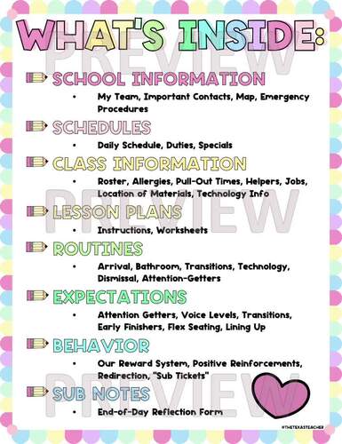 SUBSTITUTE BINDER TEMPLATES | EDITABLE SUB FORMS | K 1ST 2ND 3RD 4TH ...