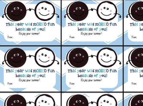Oreo End of Year (EOY)/ Summer Break Gift Tag- This year was MOREO fun...