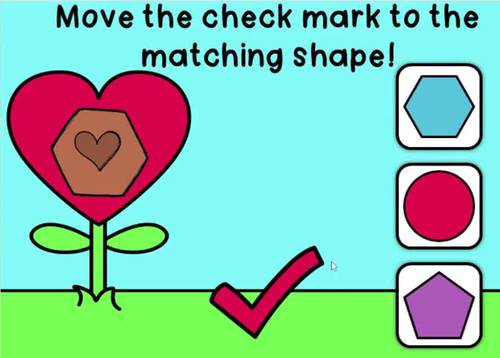 Valentines 2D Shape Matching Math Games No Prep Kindergarten PreK ...