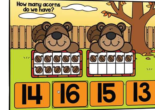 Fall Ten Frame Boom Cards Numbers 11-20 by Stop and Smell the Crayons