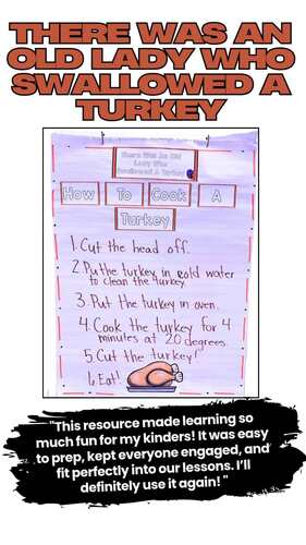 There Was An Old Lady Who Swallowed A Turkey Activities | TPT