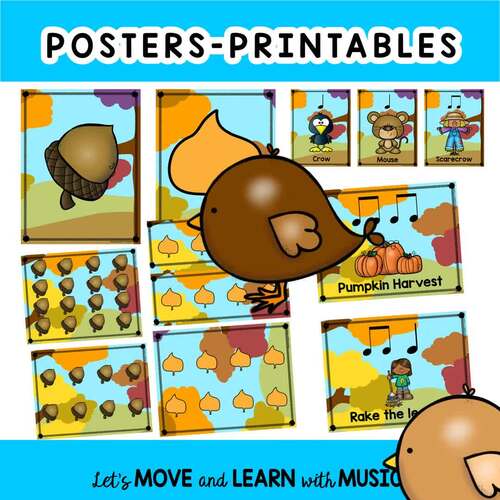 Fall Music Steady Beat, Rhythm Charts, Cards, K-2 Activities | TPT