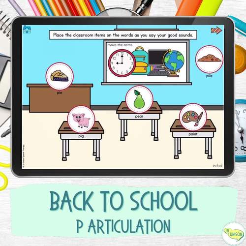 Back to School Articulation Boom Cards™ P Sound by In Unison Speech Therapy