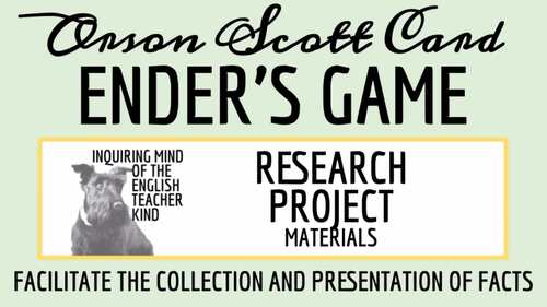 Ender's Game Research Project Materials (Printable) | TPT