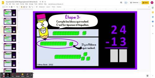 La soustraction SANS regroupement (à deux chiffres): Google Slides™