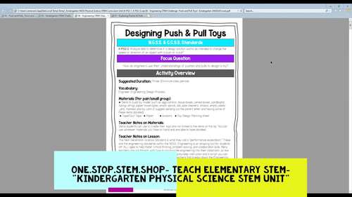 Kindergarten NGSS Physical Science STEM Curriculum Unit (K-PS2-1, K-PS2-2)