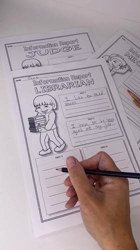 Morning work community workers thematic unit worksheets -information report